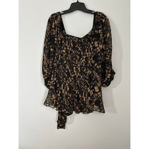 ECI | Tops | Eci New York Black Gold Square Neck Sheer Tie Back Built ...